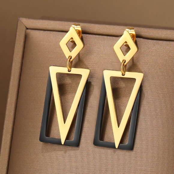 Saruda_Jewelry | Jewelry | New Stainless Steel Earrings Black Rectangle ...